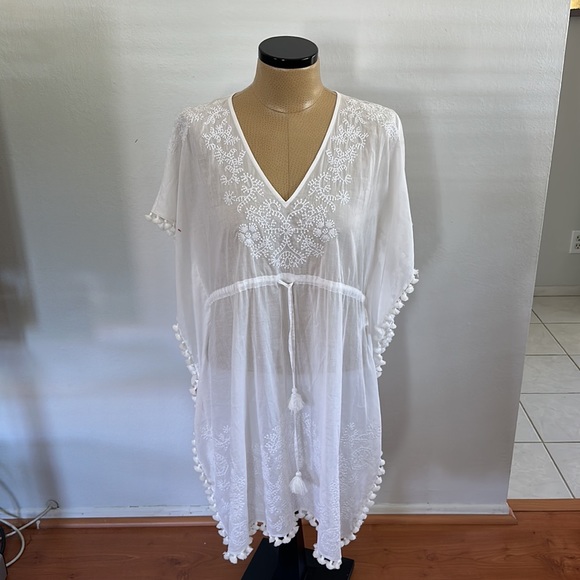 Johnny Was | Swim | Johnny Was Embroidered Pom Pom Beach Coverup | Poshmark